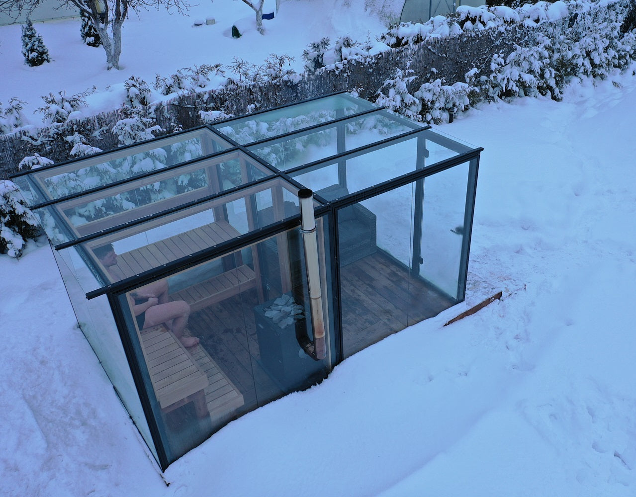 Panorama 4-Person Glass Cabin Sauna: Outdoor Luxury